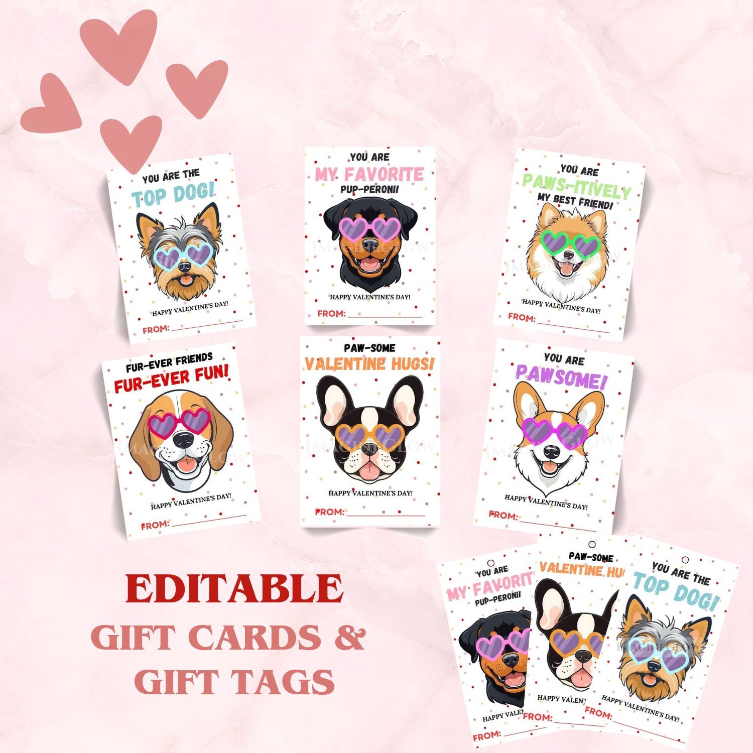 Adorable Dog Valentine Gift Cards and Tags Canva Templates – Imagine Glow