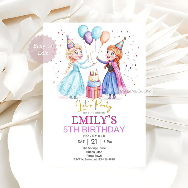 Frozen Birthday Invitation - Little Princess Elsa Anna Party – Imagine Glow
