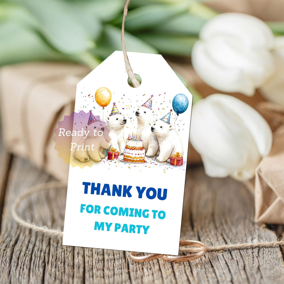 Polar Bear Favor Tags - Bear Thank You Labels Gift Tags – Imagine Glow