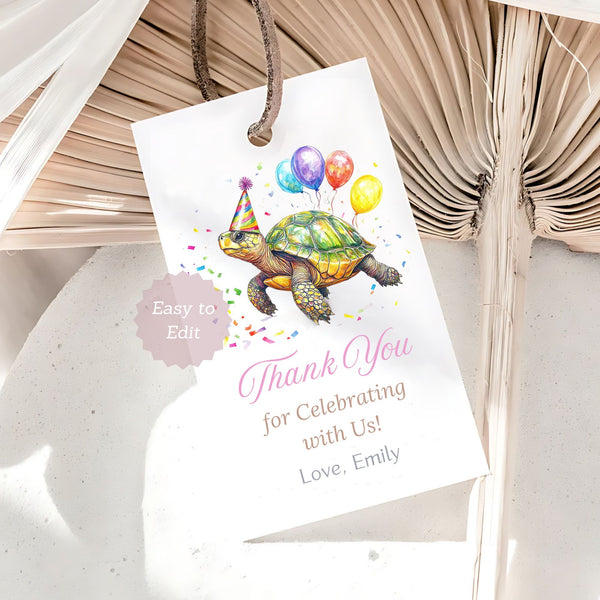 Turtle Favor Tags - Ocean Gift Tags - Birthday Thank You Tag – Imagine Glow