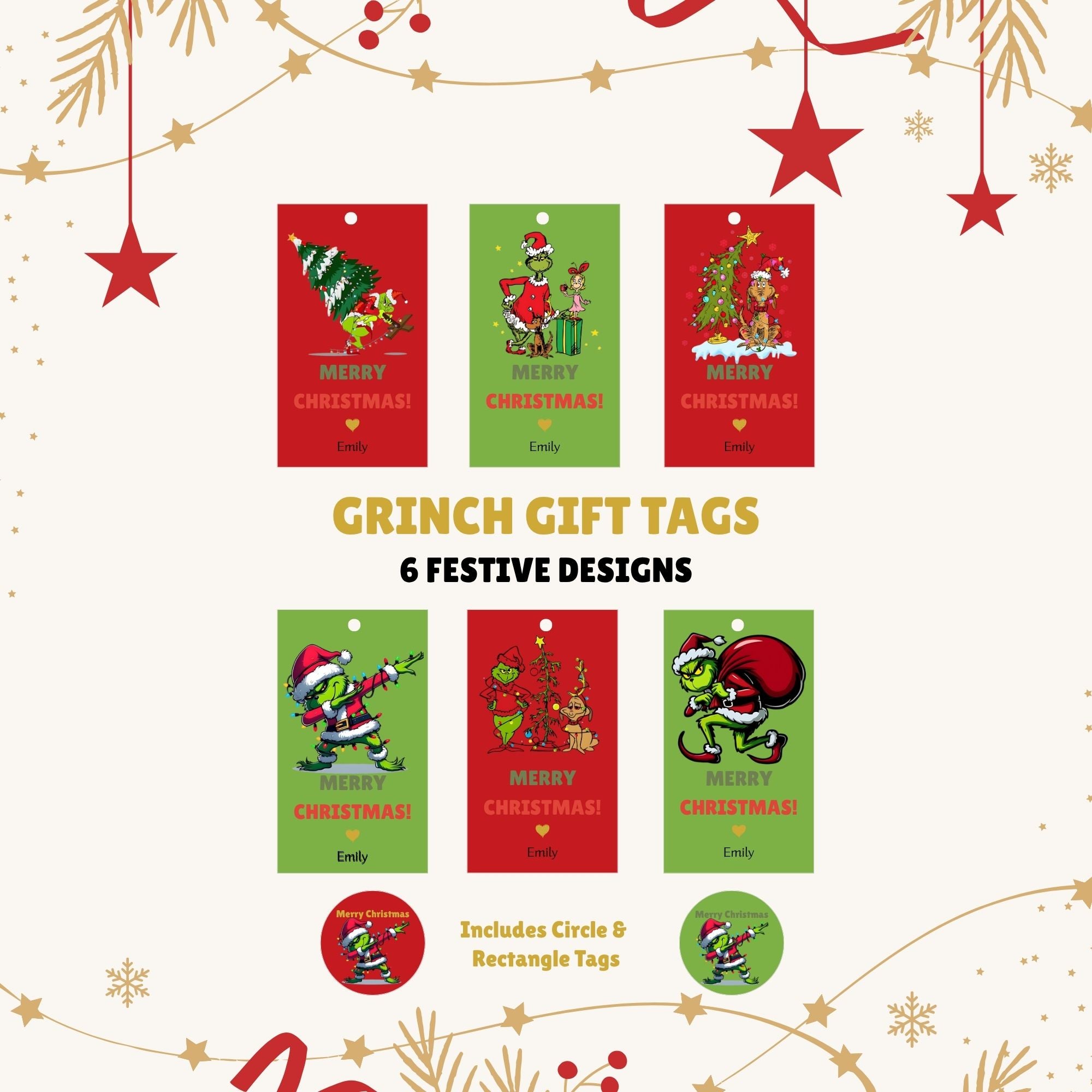 Grinch Merry Christmas Gift Tags - Grinchmas Party Favor Tag – Imagine Glow