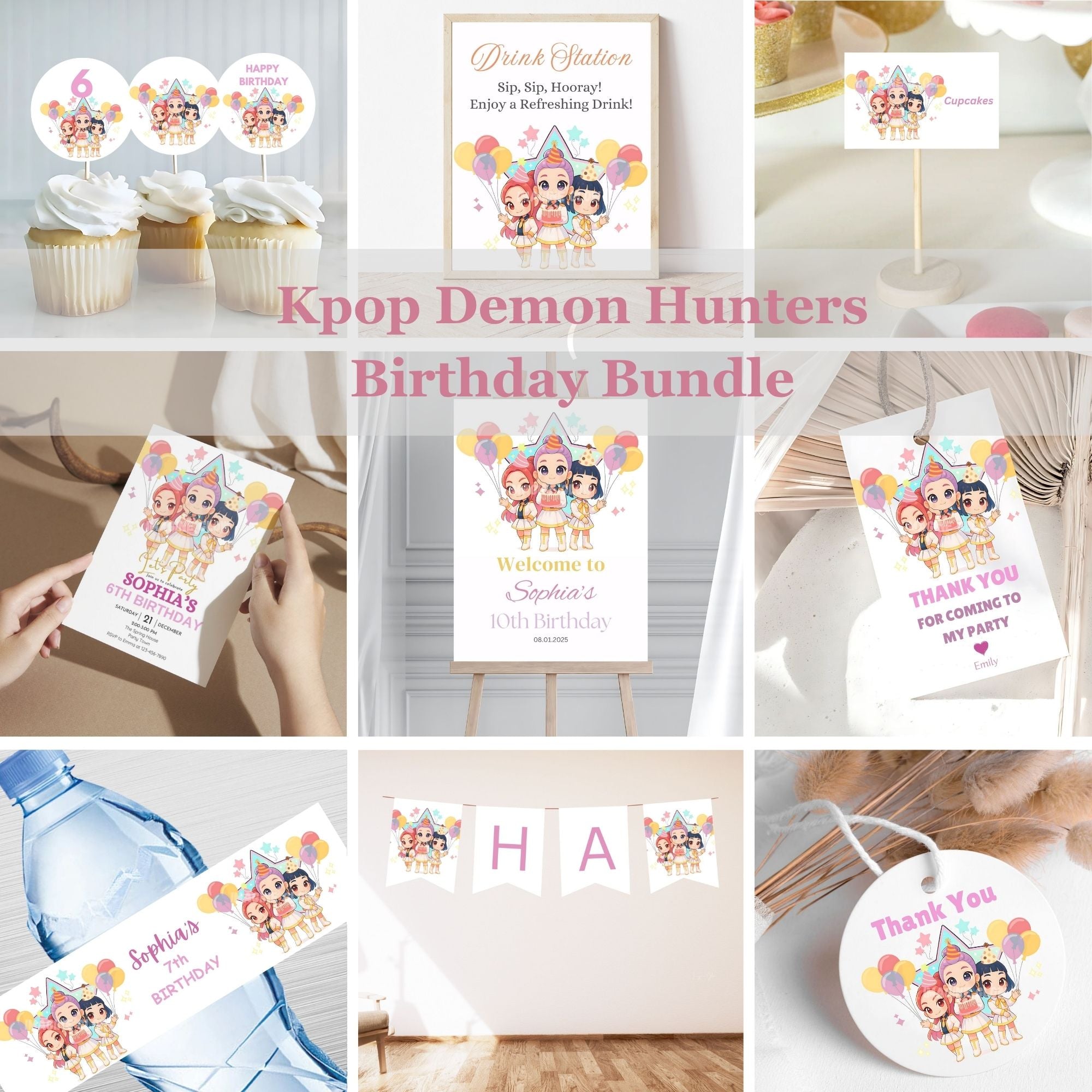 Kpop Demon Hunters Birthday Bundle - Huntrix Party Decor Set – Imagine Glow