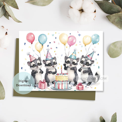 Skunk Birthday Card - Cute Animal Greeting Card Printable – Imagine Glow