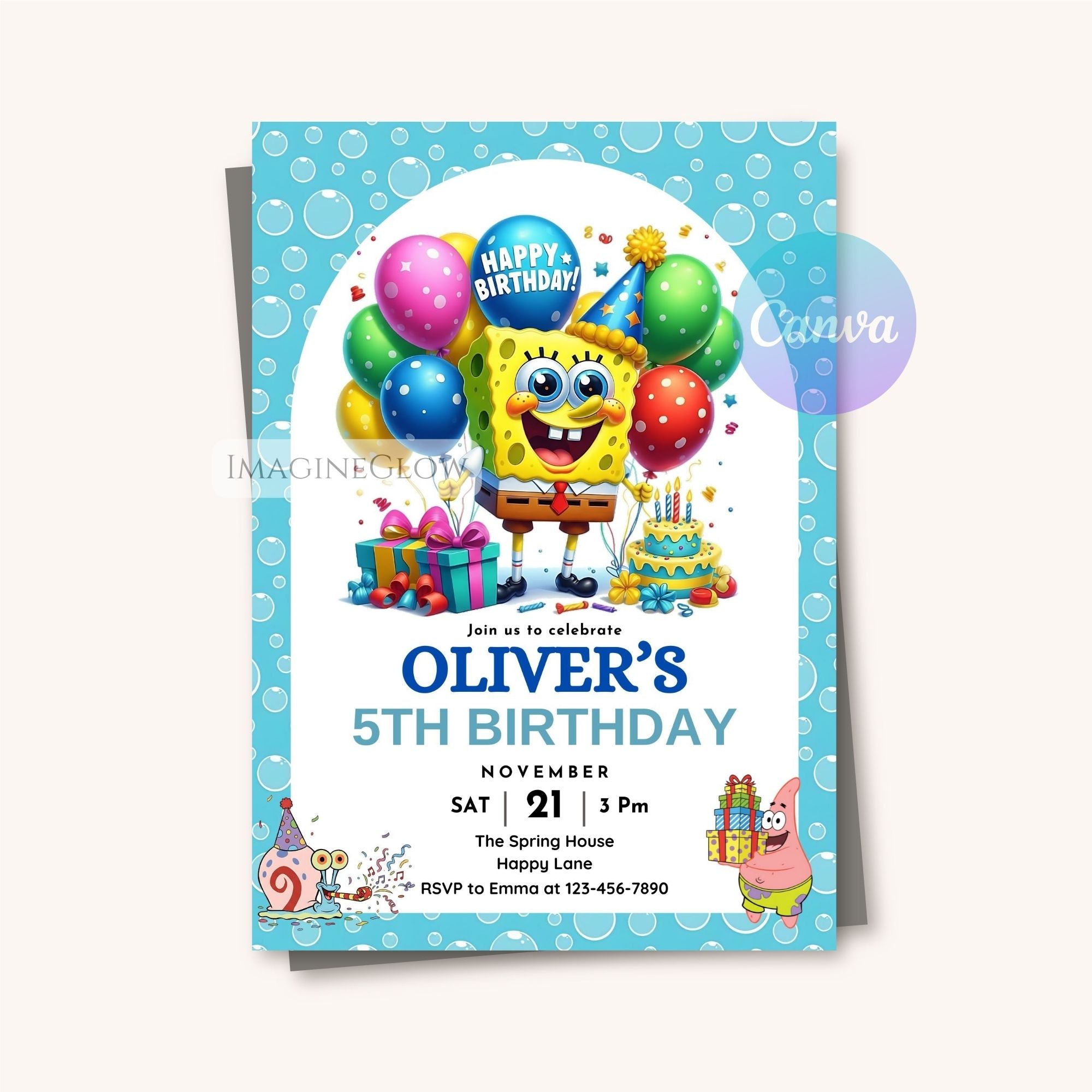 Spongebob Birthday Invitation - Under the Sea Party Invite – Imagine Glow