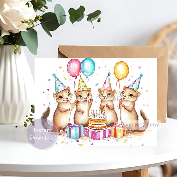 Weasel Birthday Card - Cute Woodland Animal Greeting Card – Imagine Glow